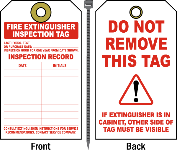 Fire Extinguisher Record for Inspection Tag - Orders Over $49 Ship Free
