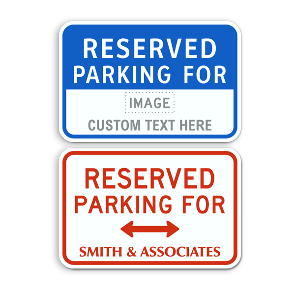 Custom Reserved Parking Sign with Colored Header, Text, and Image ...